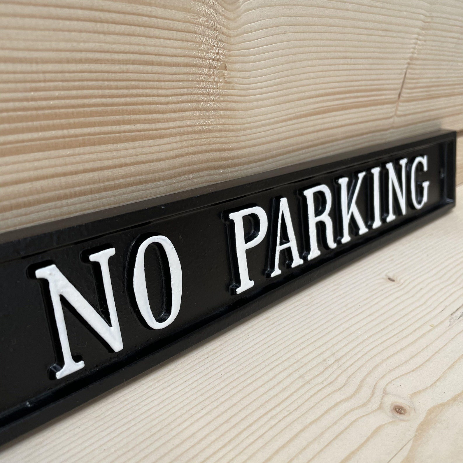 Large No Parking Sign Solid Cast Metal Black & White Handmade | Etsy