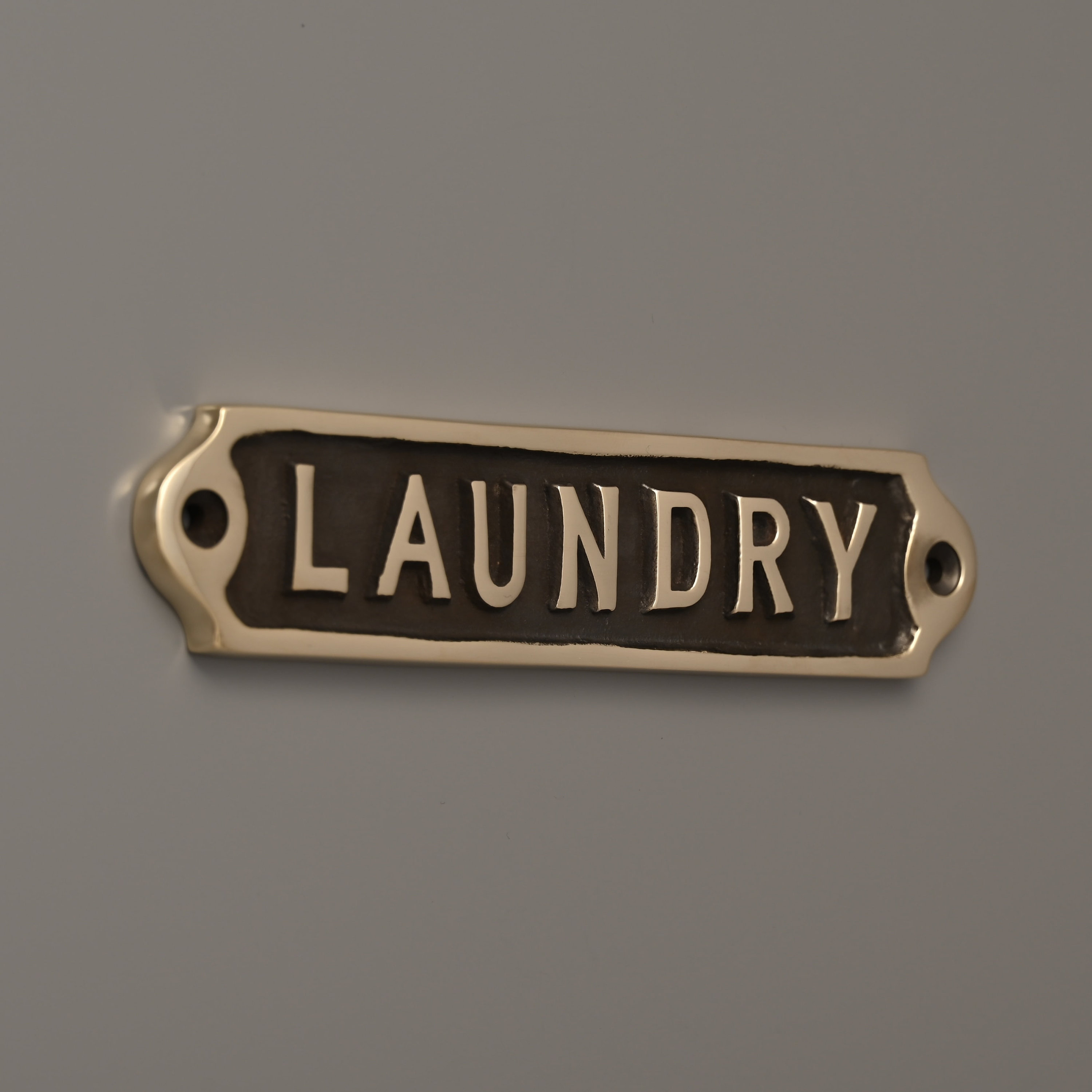 Vintage Laundry Sign - Cast Metal Door Sign Brass Black & White ...