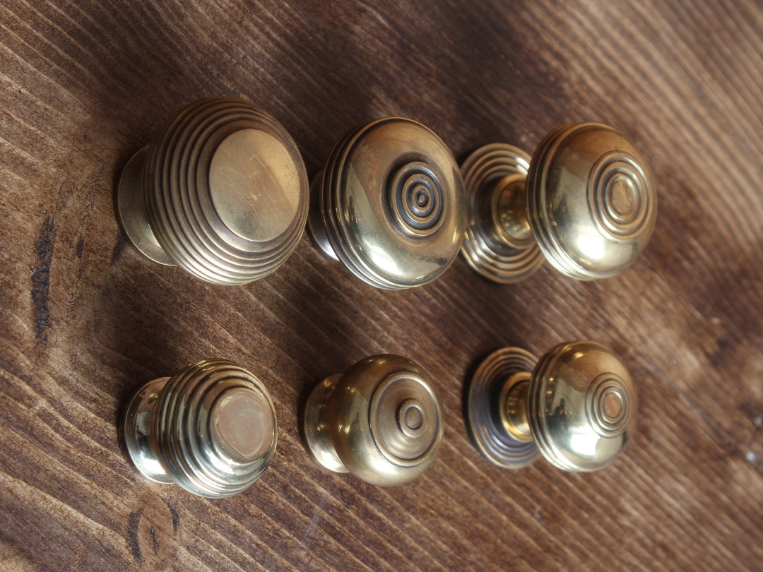 Antique Brass Cupboard Knobs Kitchen Handles Drawer | Old Solid Heavy ...