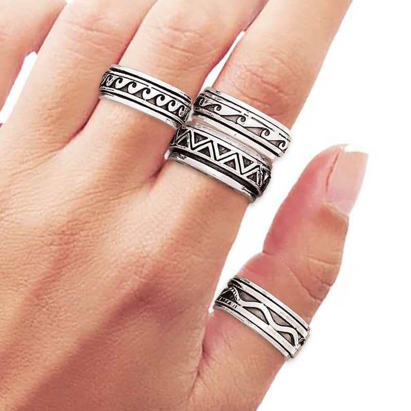 925 Silver Pattern Ring - Etsy