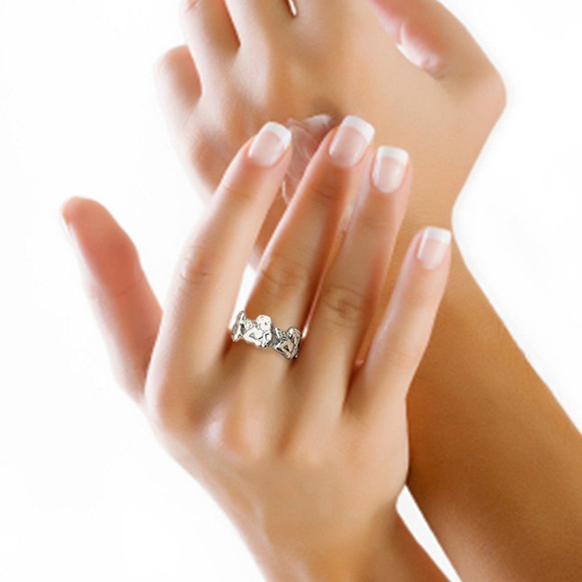 925 Solid Sterling Silver ANGEL Ring-silver Three Angel | Etsy