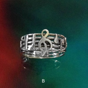 925 Sterling Silver MUSIC NOTE Band Ring/treble Clef Earrings/music ...