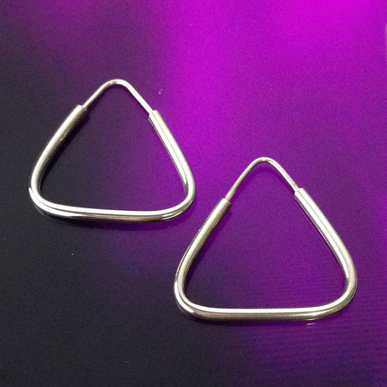 925 Solid Sterling Silver Triangle Earrings - Etsy