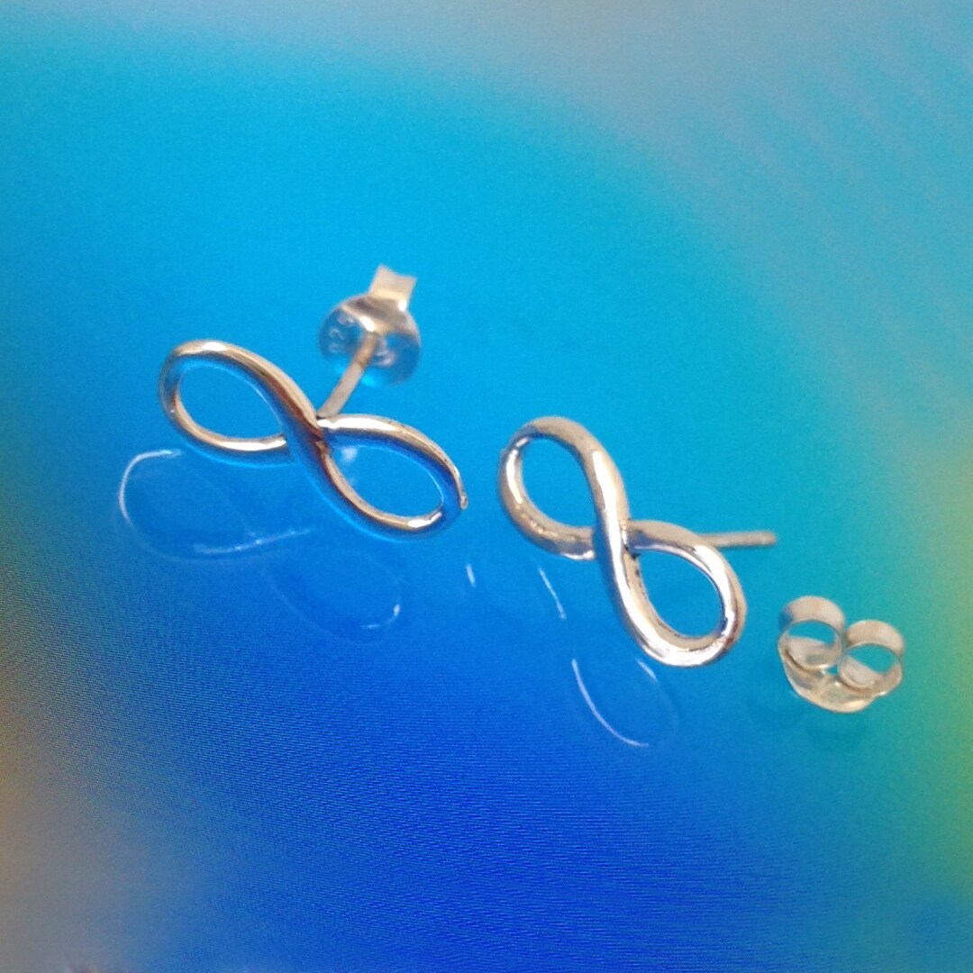 925 Solid Sterling Silver INFINITY Earrings-stud/oxidized-lemniscate ...