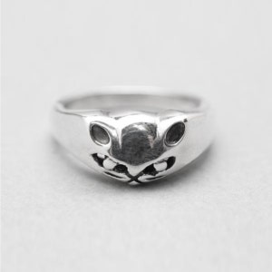 925 Solid Sterling Silver CAT FACE Ring-cat Ring-silver Kitty Ring - Etsy