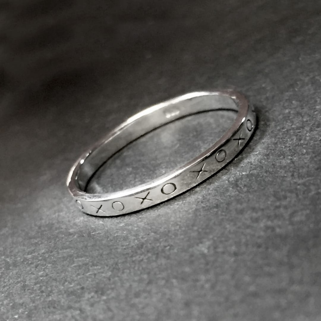 925 Solid Sterling XO Ring-thin Band XO Silver Ring-polished - Etsy