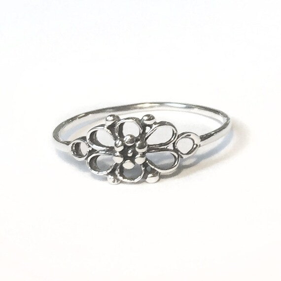 925 Solid Sterling Silver Flower Ring-small Flower - Etsy