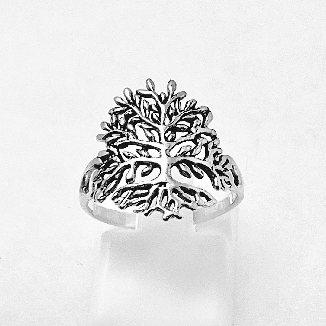 925 Solid Sterling Tree of Life Ring-highly Polished Silver Tree Ring ...