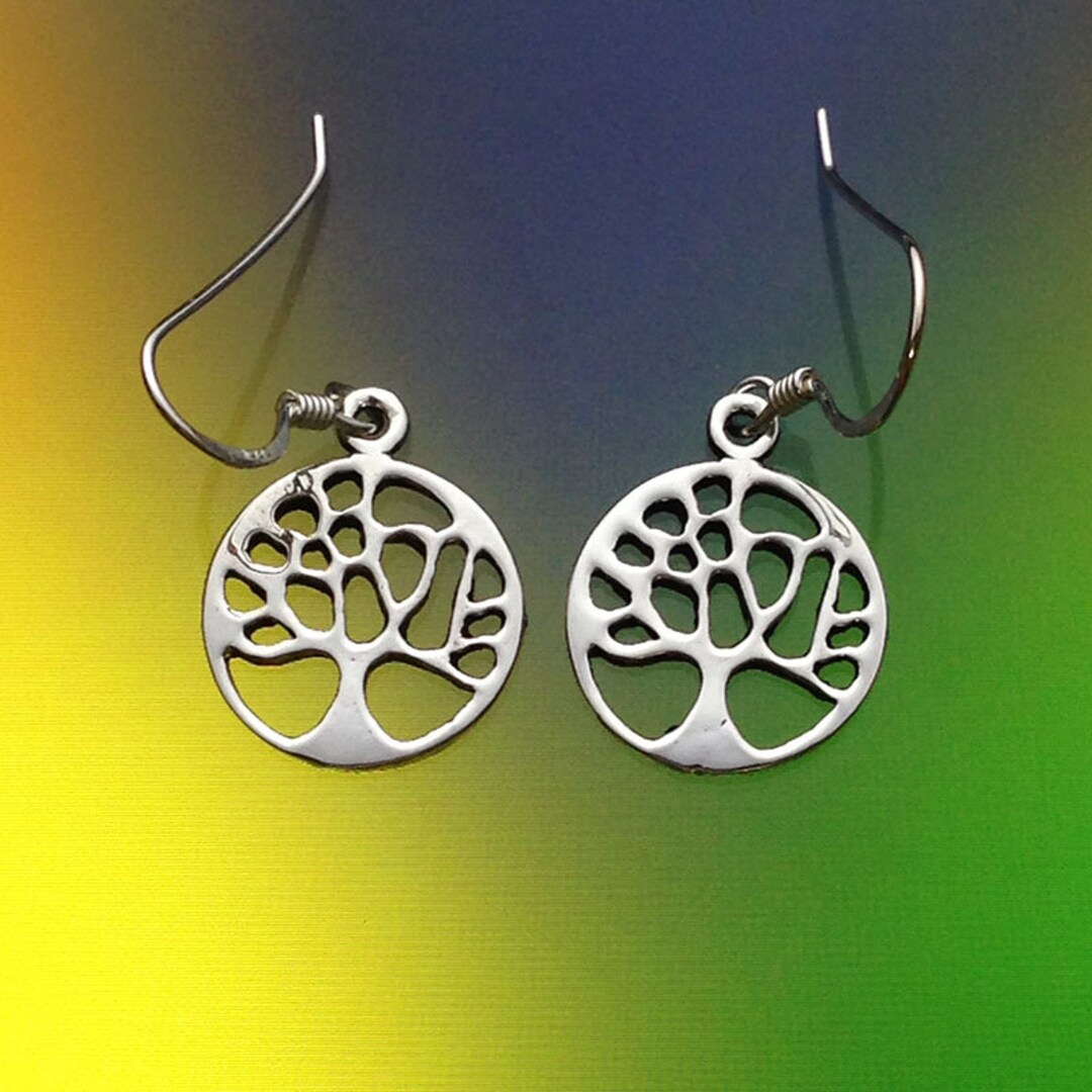 925 Solid Sterling Silver TREE OF LIFE Earrings/hook/dangling/polished ...