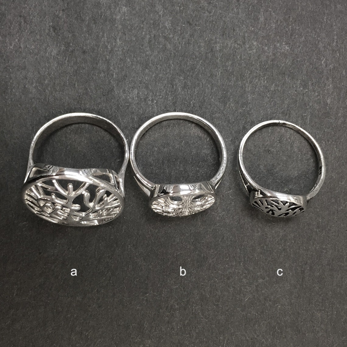 925 Solid Sterling TREE OF LIFE Ring-symbol Ring-high Polish-oxidized ...