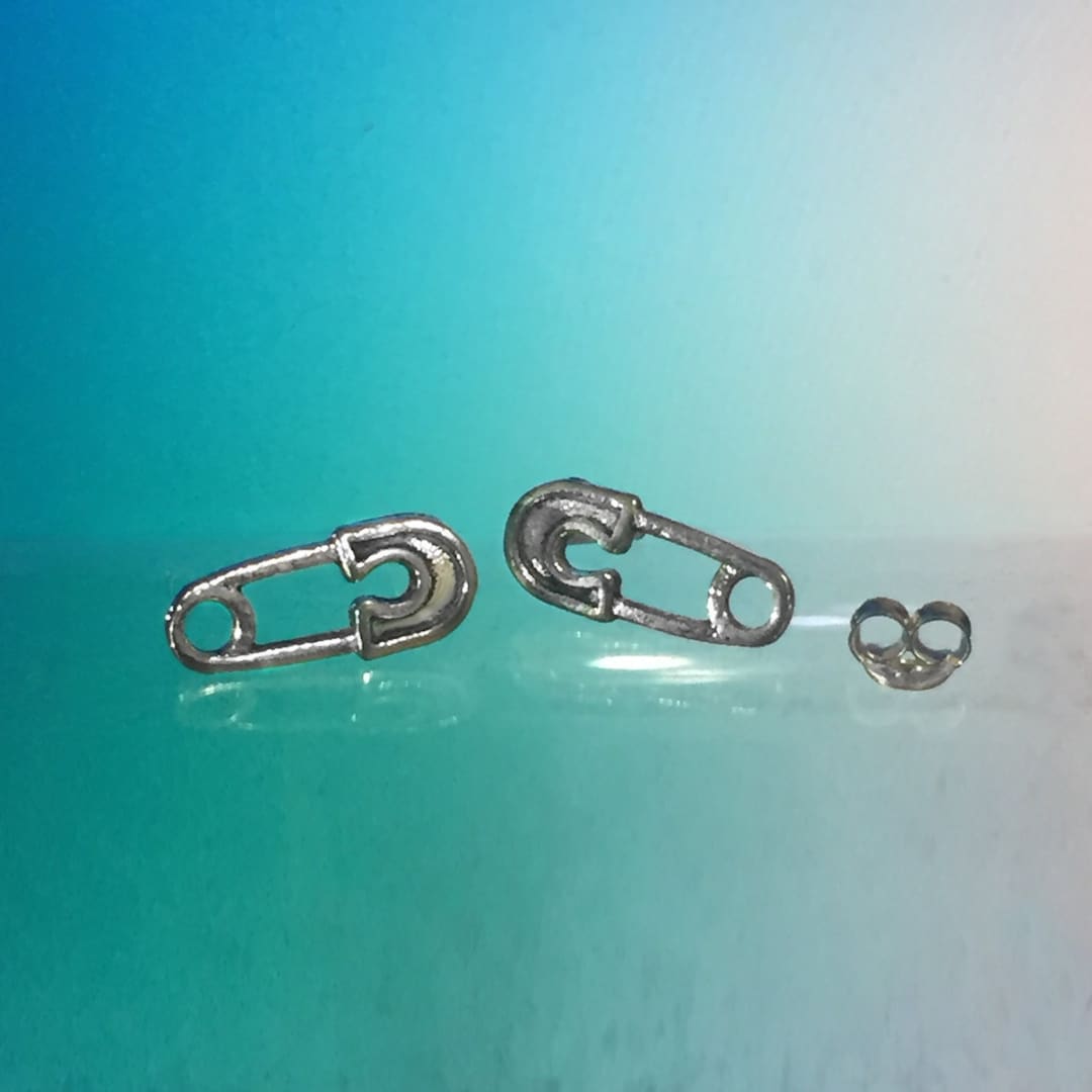 925 Solid Sterling Silver SAFETY PIN Earrings-stud Earrings-fun Jewelry ...