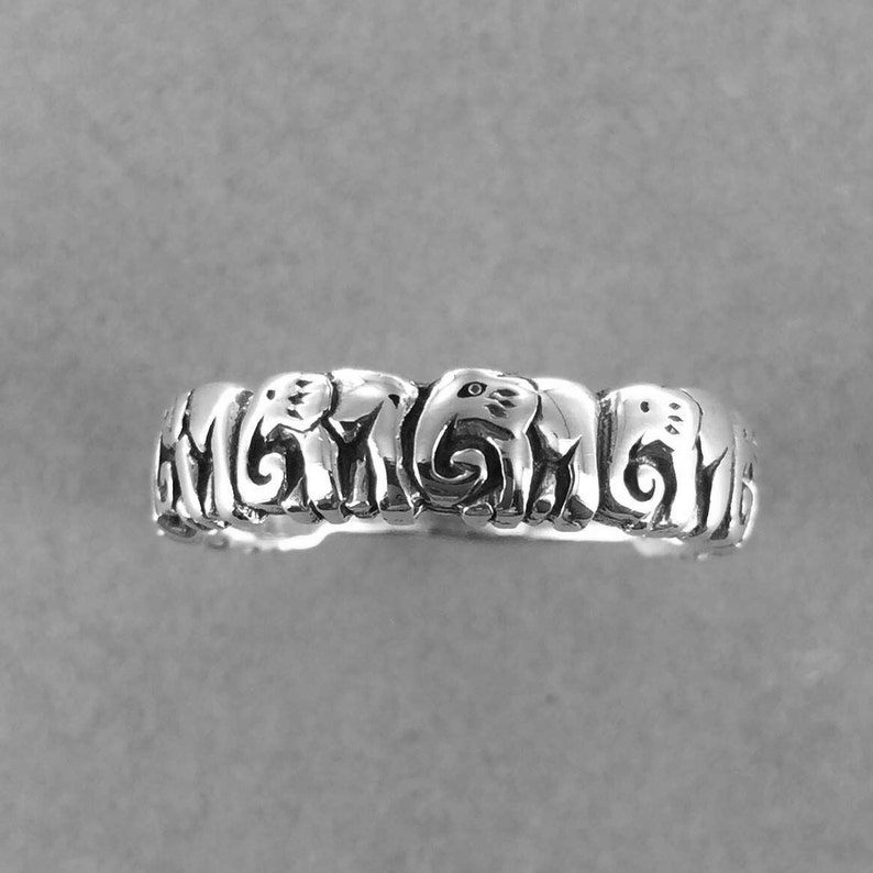 925 Solid Sterling ELEPHANT Ring-elephant Rounded Ring-marching ...