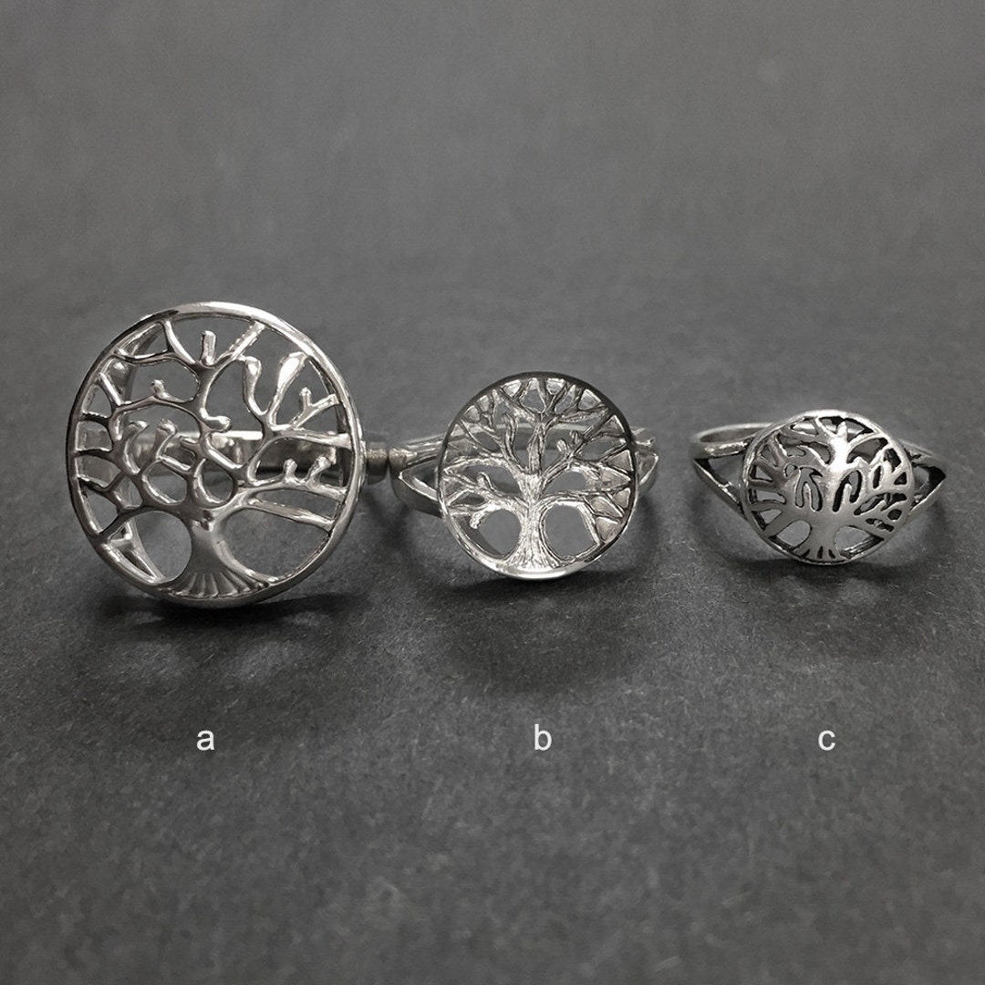 925 Solid Sterling TREE OF LIFE Ring-symbol Ring-high Polish-oxidized ...