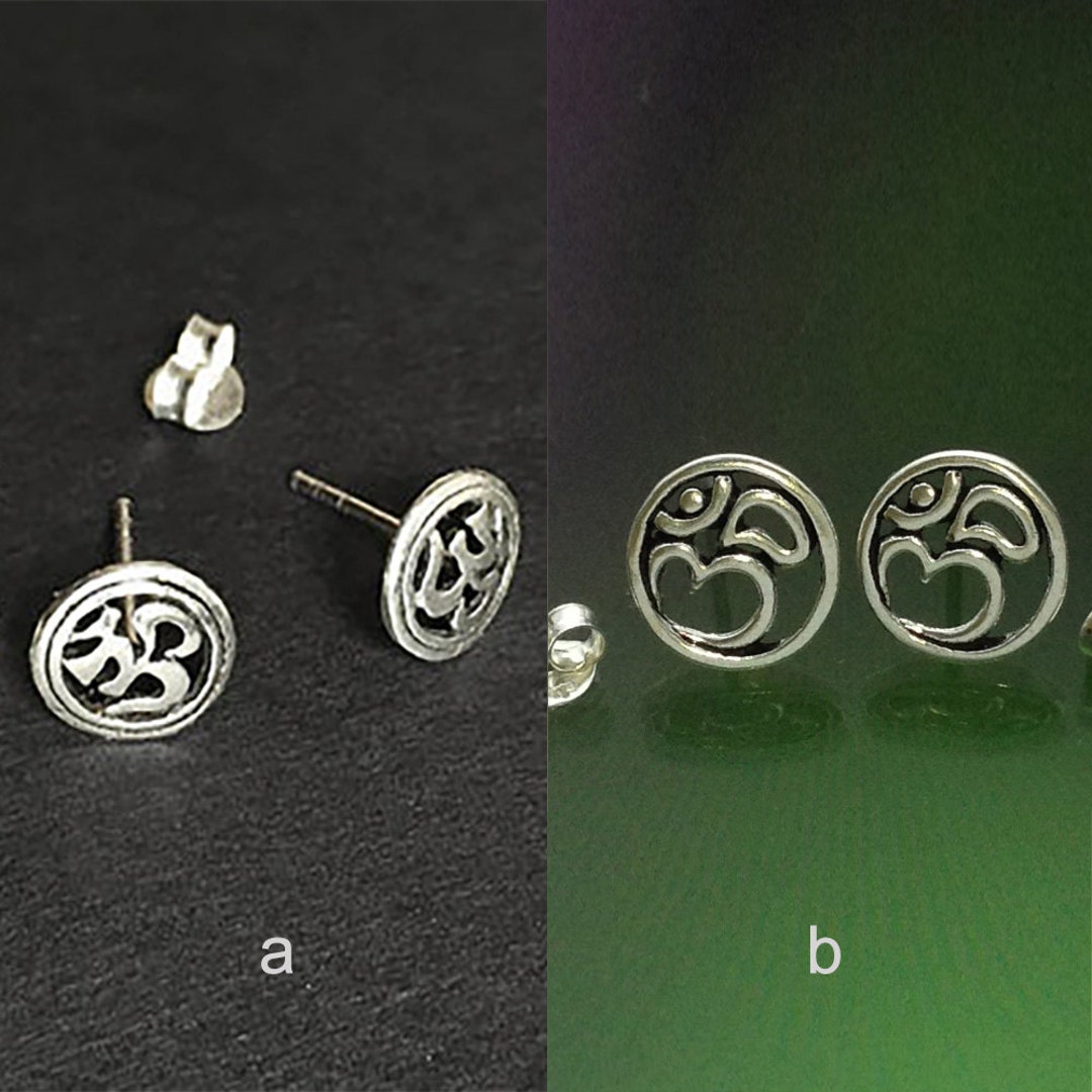 925 Solid Sterling Silver OM Stud Earrings-om Earrings-aum Earrings-ohm ...