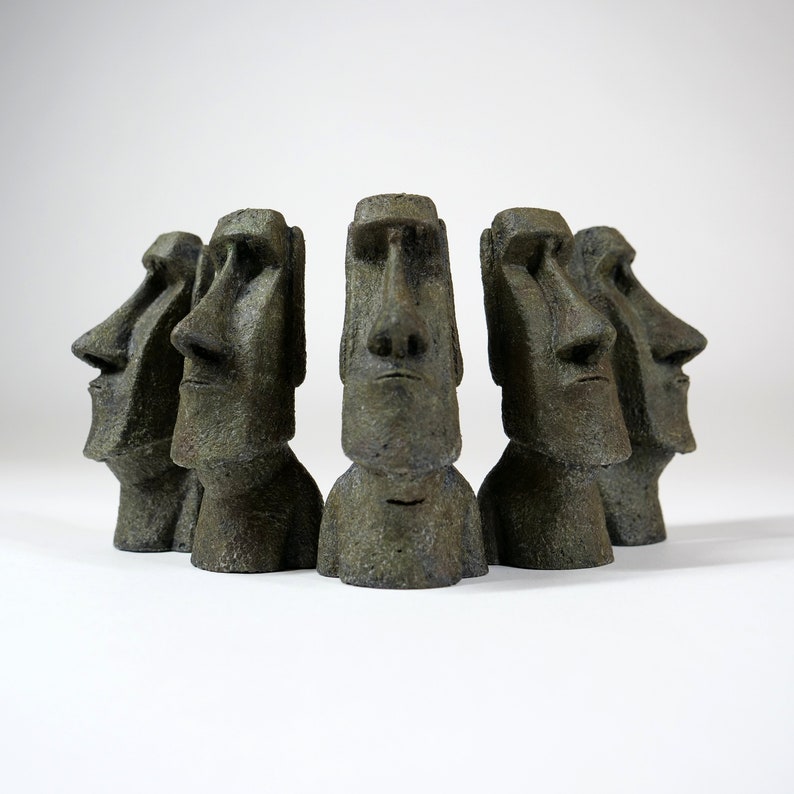 Miniature Easter Island Moai Statue Moss Green - Etsy