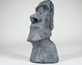 Set of 2 Tiki Moai Easter Island Head Sculpture gray With Red Hat - Etsy