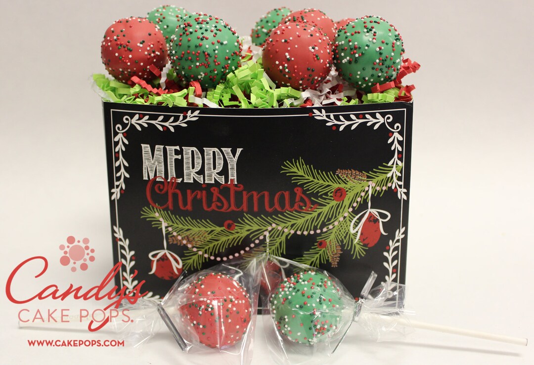 Merry Christmas Cake Pop Gift Box 12 Cake Pops Choose Flavors Shipping ...