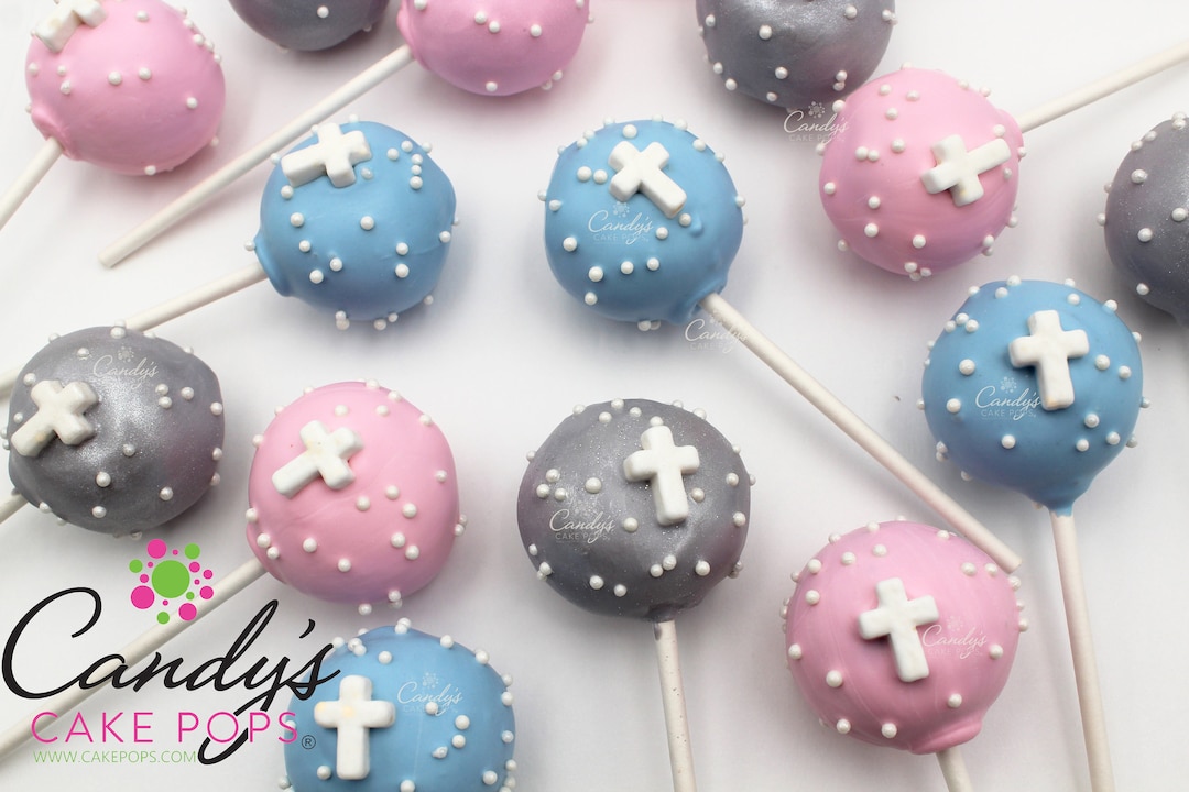 Custom Color Religious Cross Cake Pops - Baptism/ Christening ...