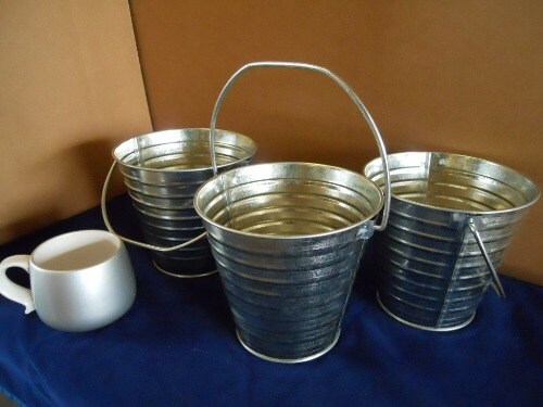 3pc Set 2 Qt Galvanized Pails With Wire Handles for Gardening | Etsy