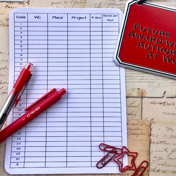 Writing Tracker - Etsy