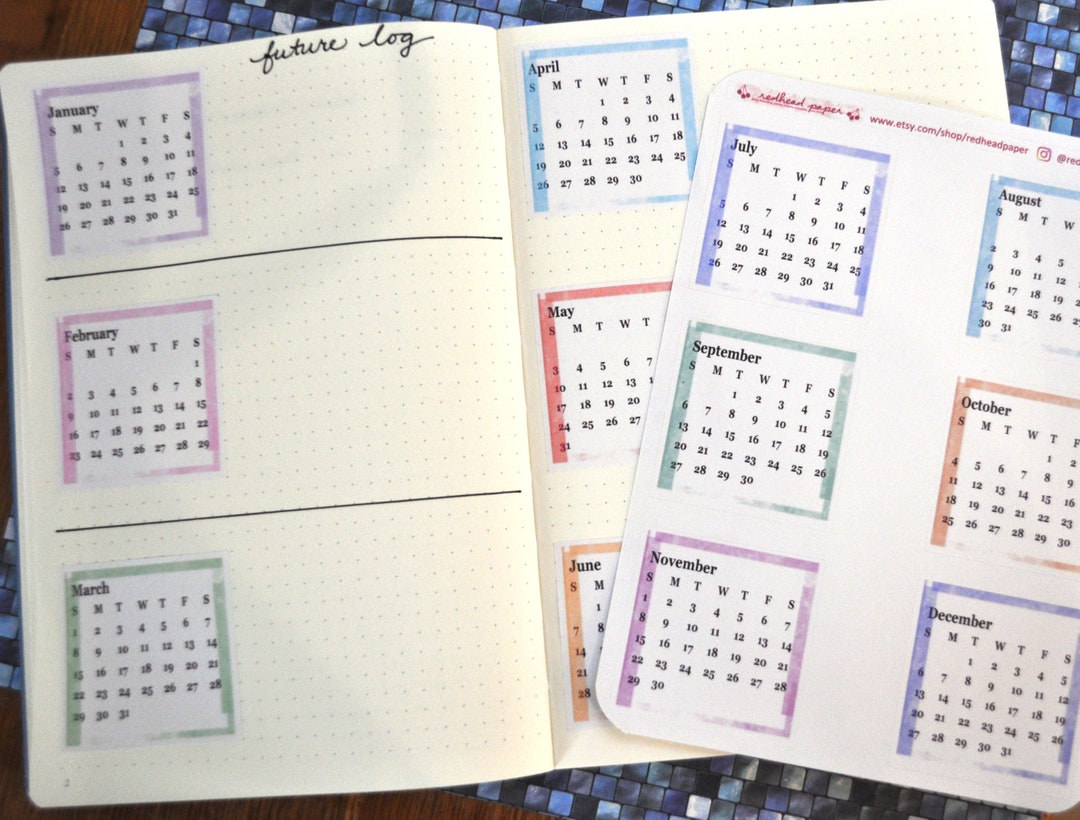Mini-calendar Dot Journal Stickers 2025 | 2026 | Planner Stickers ...