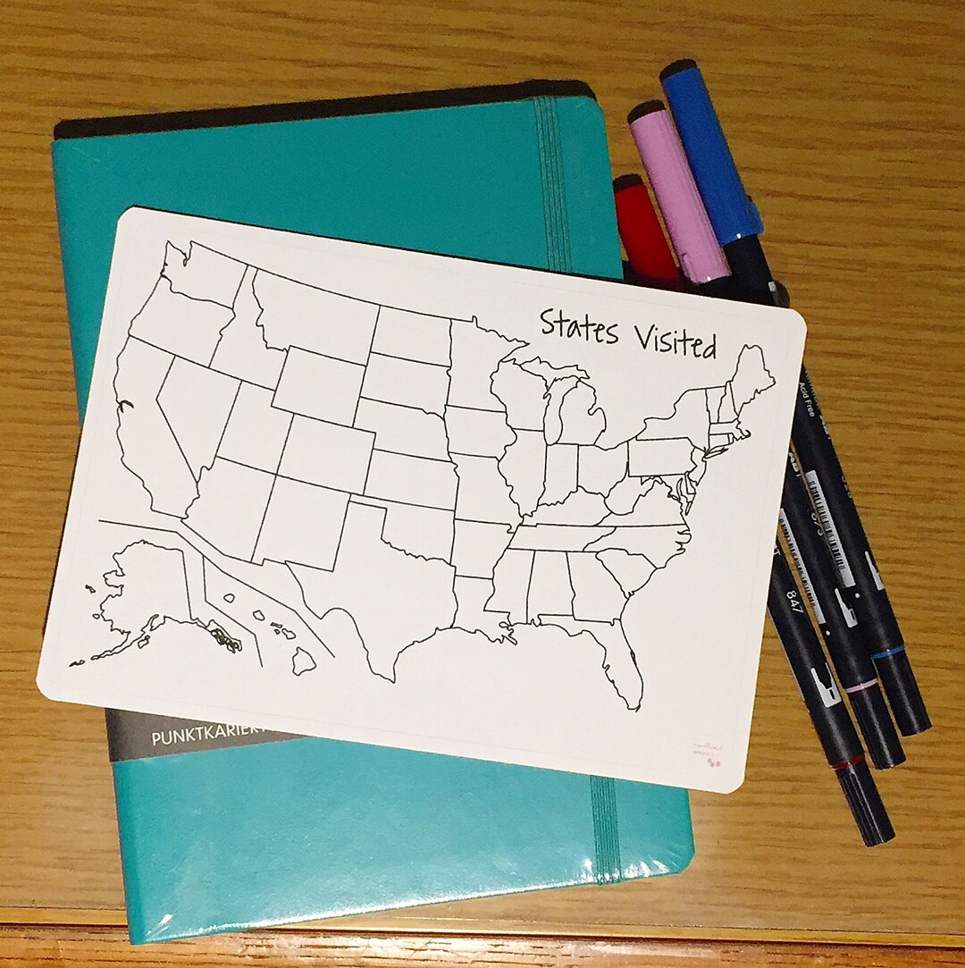 US States Visited Sticker Dot Accessories Travel Journal Trip Scrapbook ...