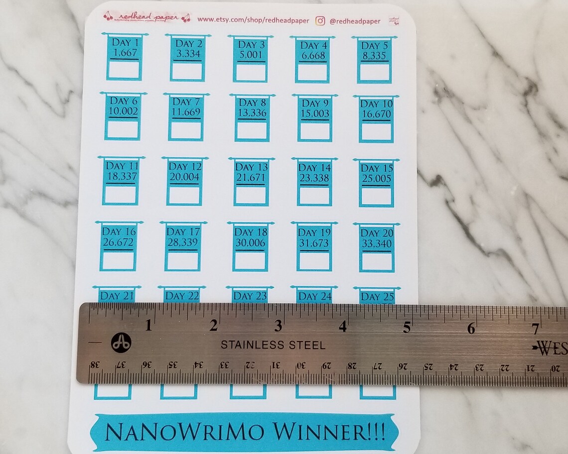 Nanowrimo Tracking Bundle: Word Count Tracker Graph Daily | Etsy