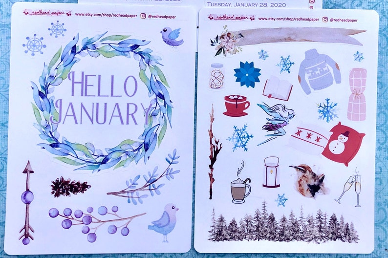January Decorative Stickers Hello January Winter-themed - Etsy