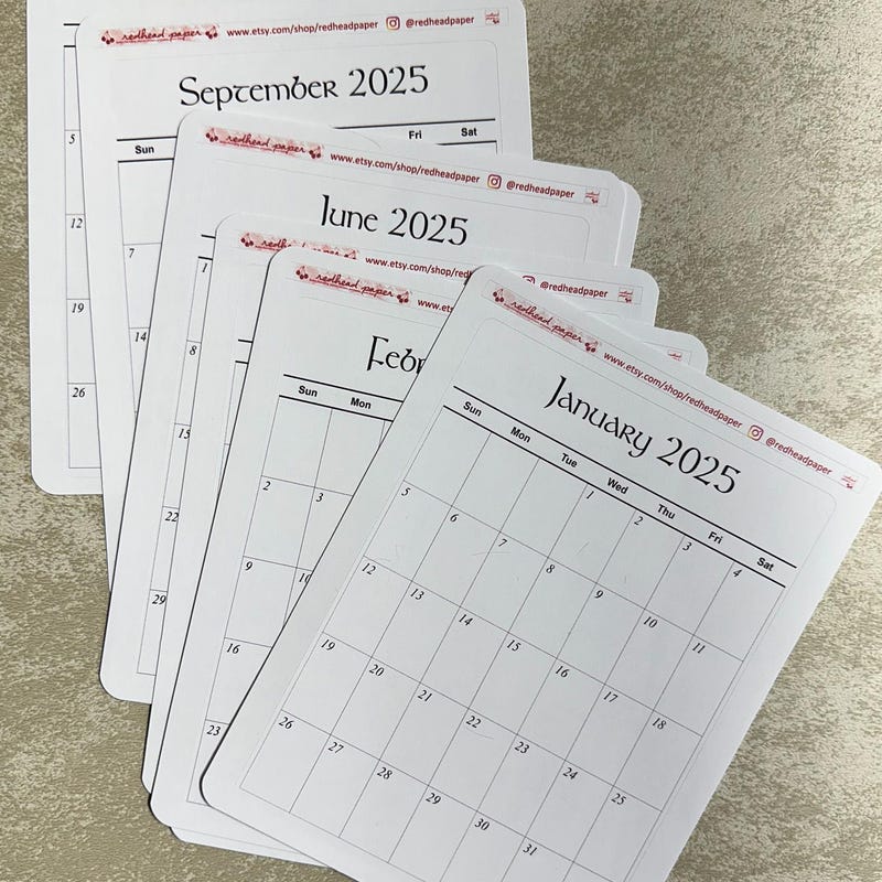 2025 Calendar Months Stickers - Etsy