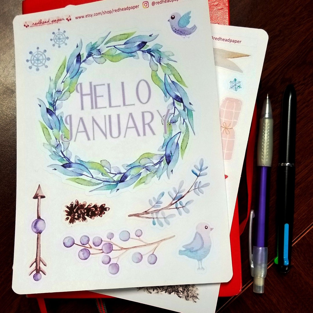 January Decorative Stickers Hello January Winter-themed Dot Journal ...