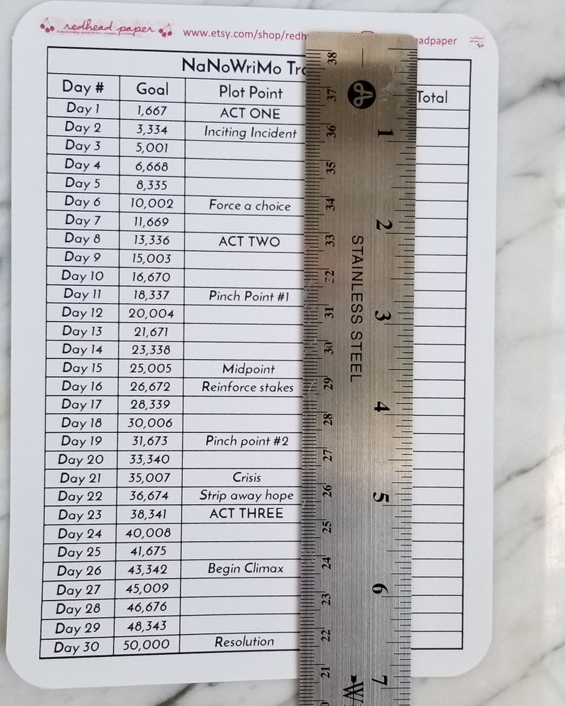 Nanowrimo Tracking Bundle: Word Count Tracker Graph Daily - Etsy Israel
