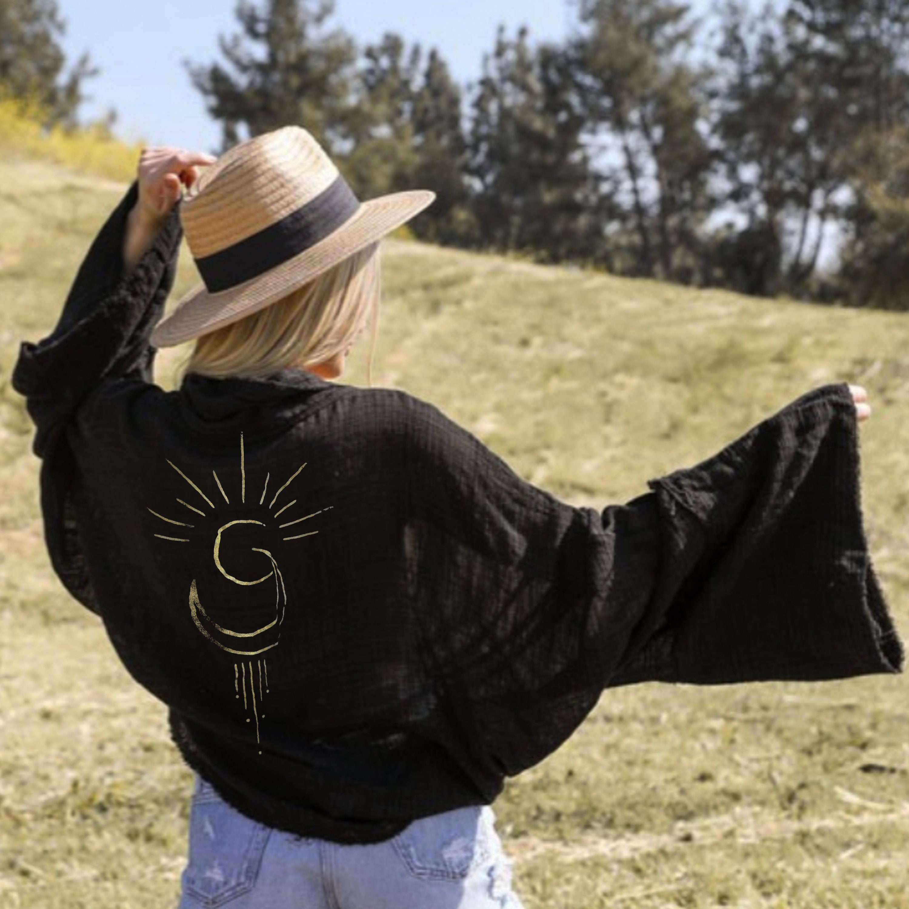 Short Kimono, Cotton Kimono, Oversized Kimono, Tie Kimono, Celestial ...