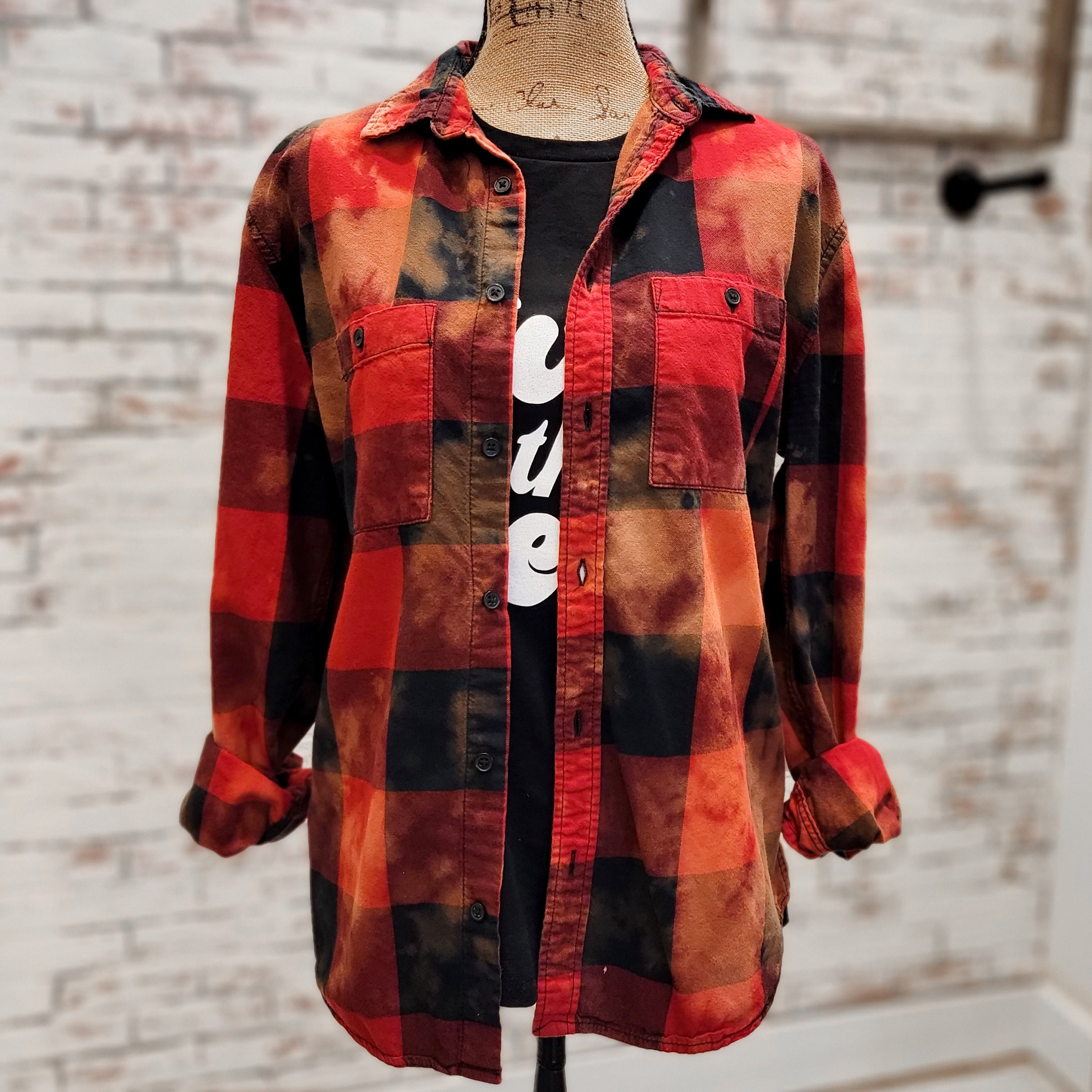 Bleached Flannel, Vintage Flannel, Distressed Shirt, Upcycled Shirt ...