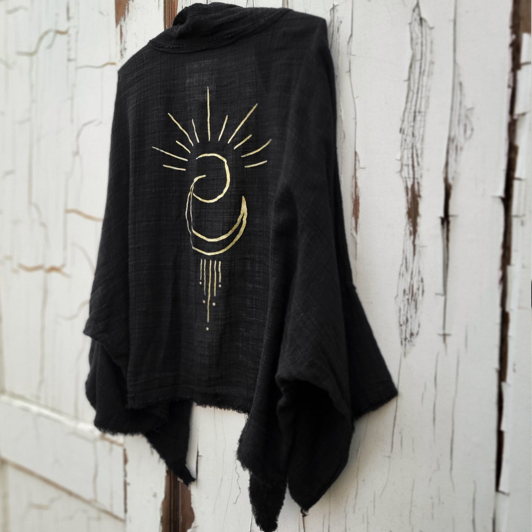 Short Kimono, Cotton Kimono, Oversized Kimono, Tie Kimono, Celestial ...