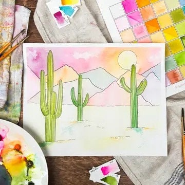Cactus Watercolor Painting Kit Cacti Watercolor Painting Beginner Level ...