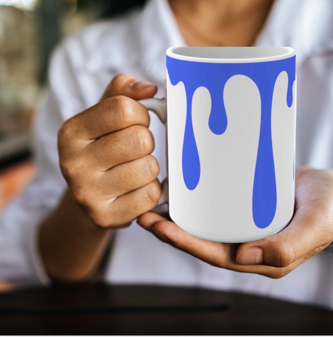 Artistic Paint Mug Blue Paint Spill Mug for Artists Paint Splatter Mug ...