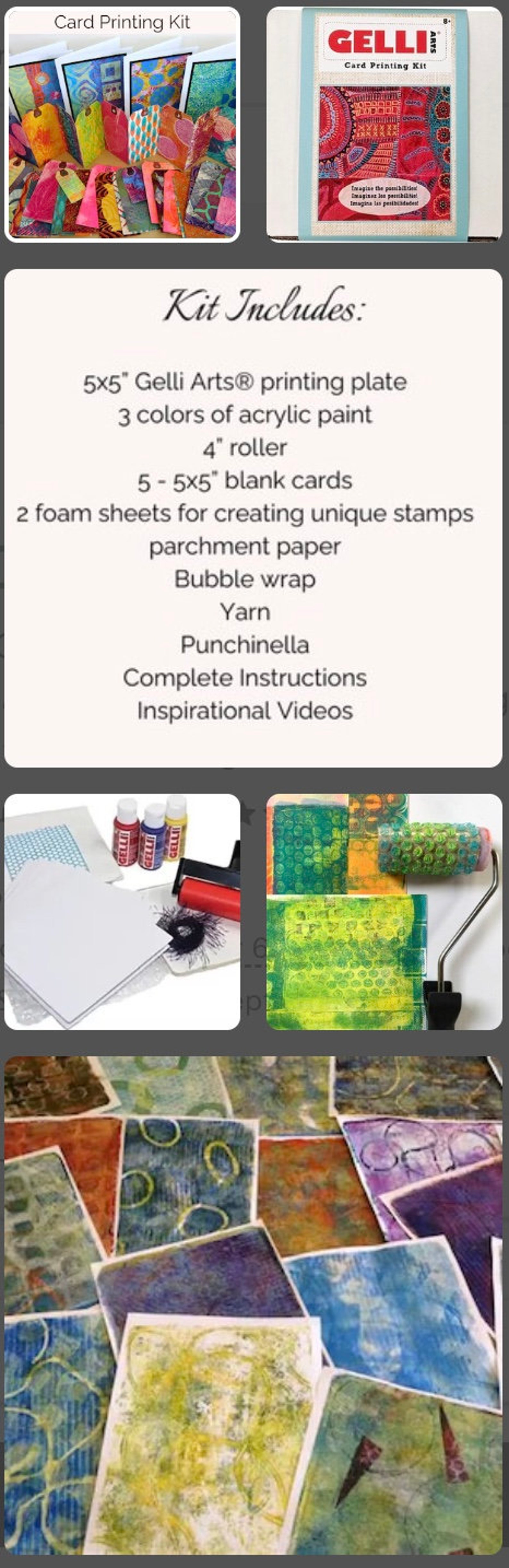 Gelli Arts Card Making Kit Card Printing Kit 5 X 5 Gel Printing Plate ...