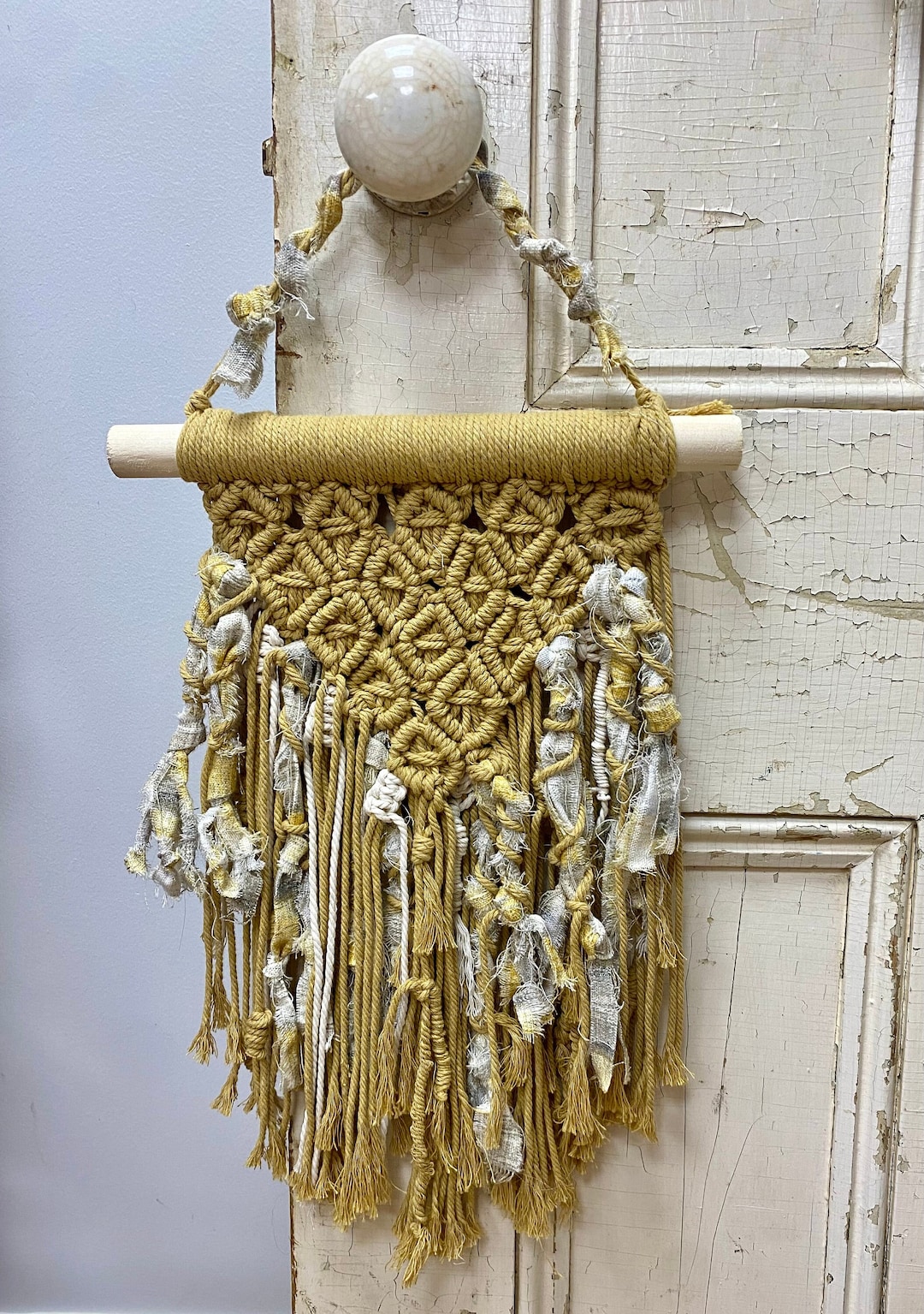 Maize Macrame Wall Hanging Woven Wall Hanging Home Gift Wood Dowel ...