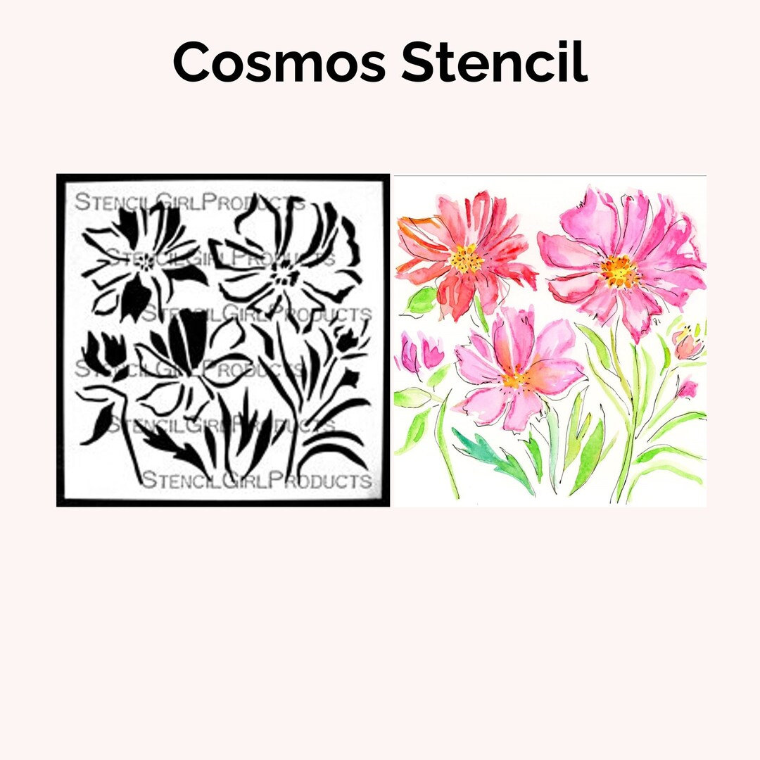 Cosmos Art Stencil Cosmos Flower Painting Flower Stencil Reusable ...