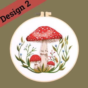 Embroidery Kit for Beginner Mushroom Modern Embroidery Kit With Pattern ...