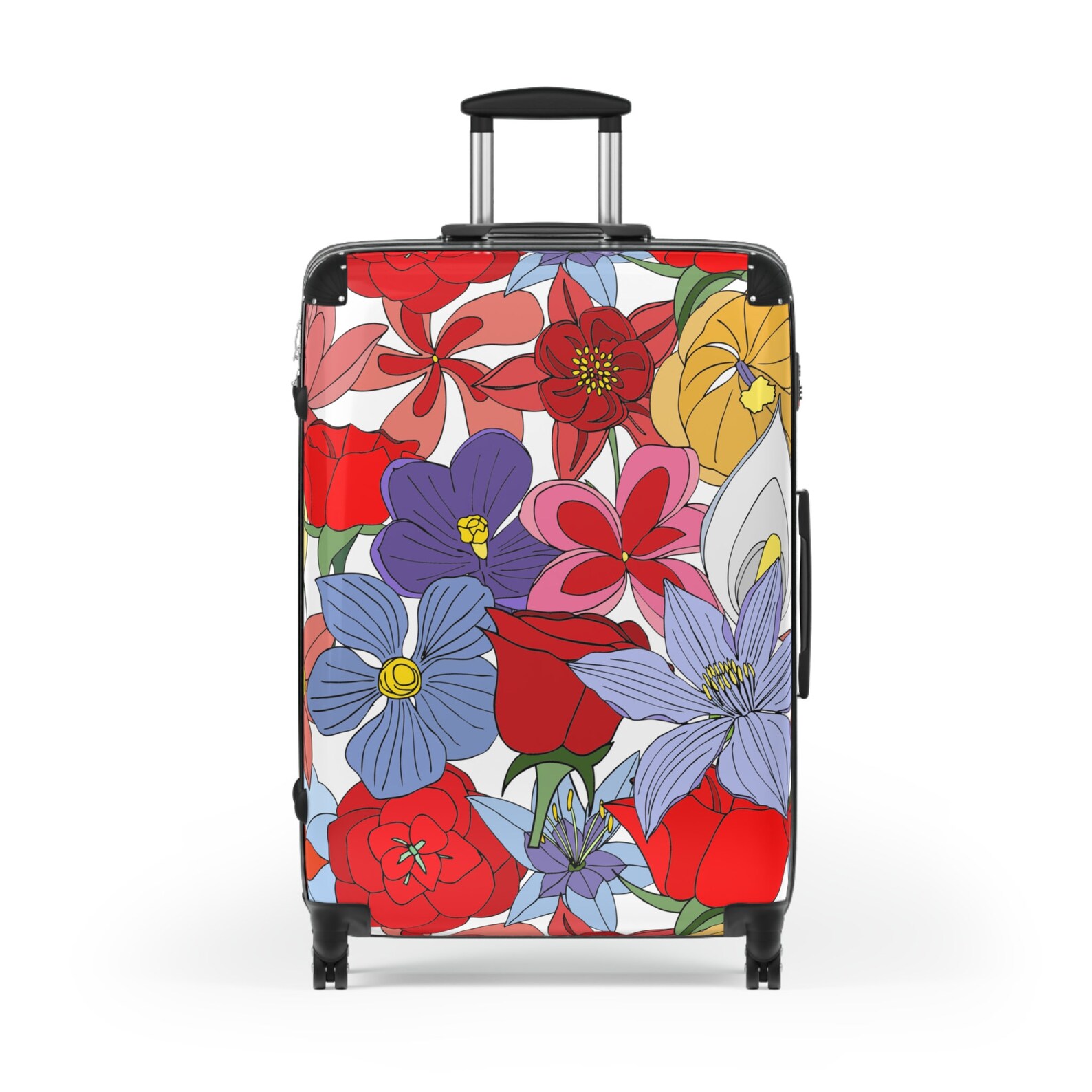 Contemporary Floral Print Luggage Lightweight Expandable Suitcase With ...