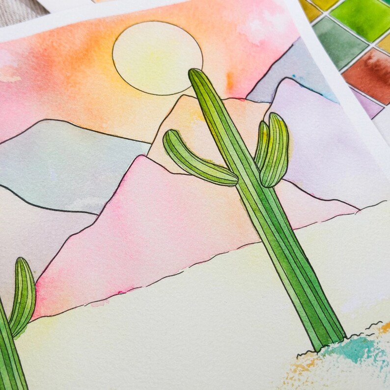 Cactus Watercolor Painting Kit Cacti Watercolor Painting Beginner Level ...