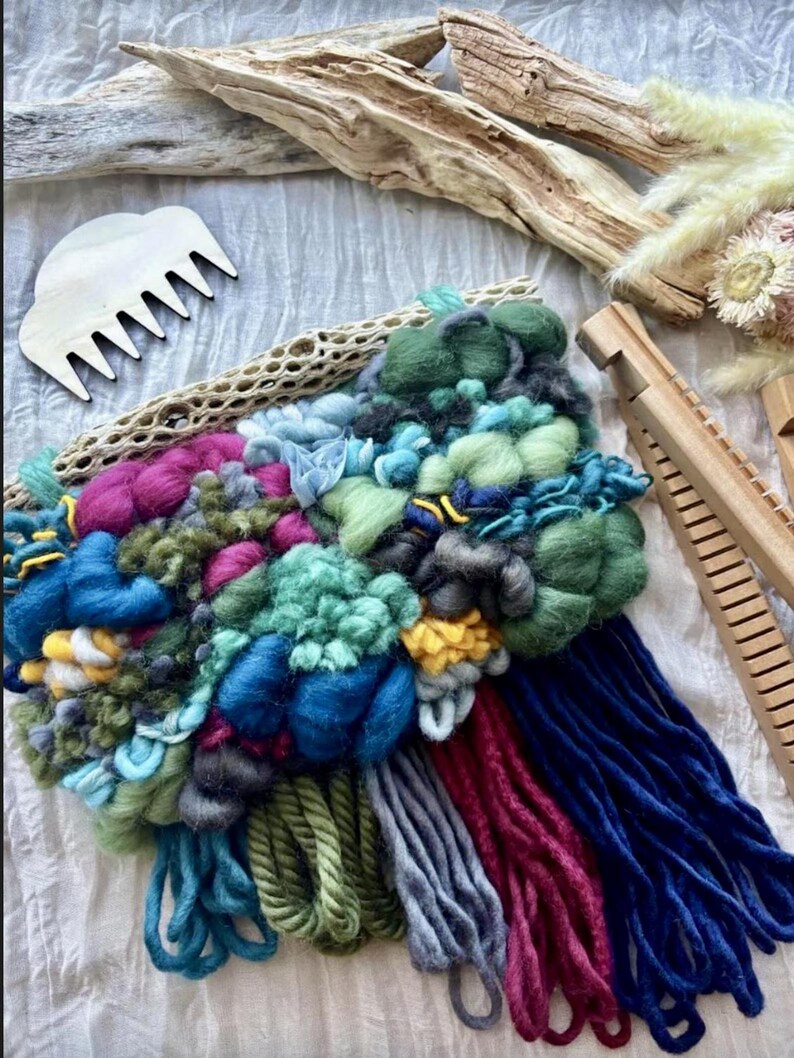 Online Beginner Weaving Class Video Fabric Art Kit Natural Wool Yarn ...