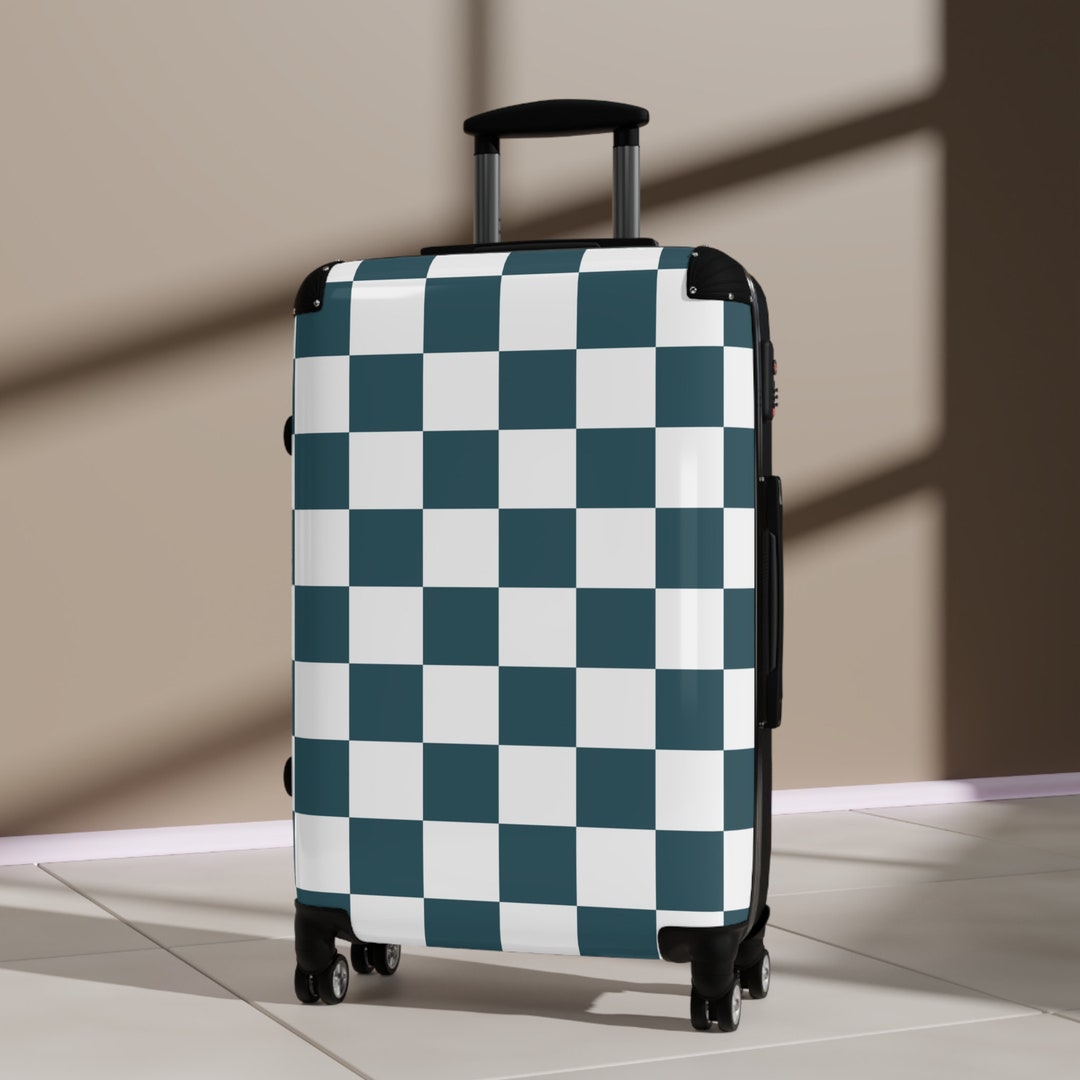 Green Checkered Luggage Checkered Designer Suitcase Women's Suit Case ...
