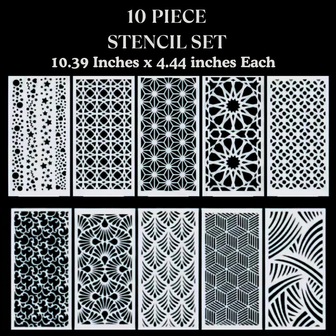 Set of 10 Stencils for Craft Gel Plate Stencil for Printing Stencil ...