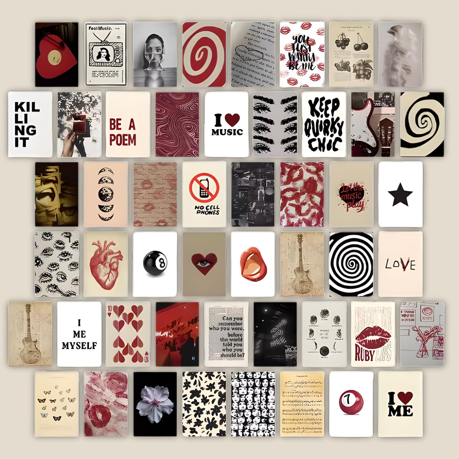 Retro Art Wall Print Set Indie Aesthetic Posters Modern Typography ...