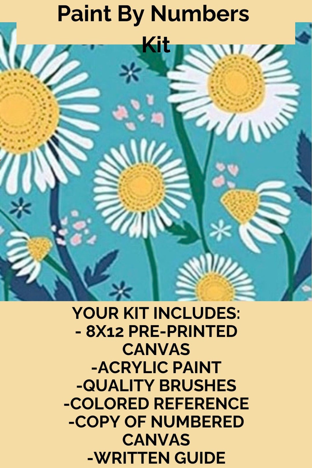 8x 12 Paint by Number Kit Craft Kit Acrylic Painting Home Decor Daisy ...