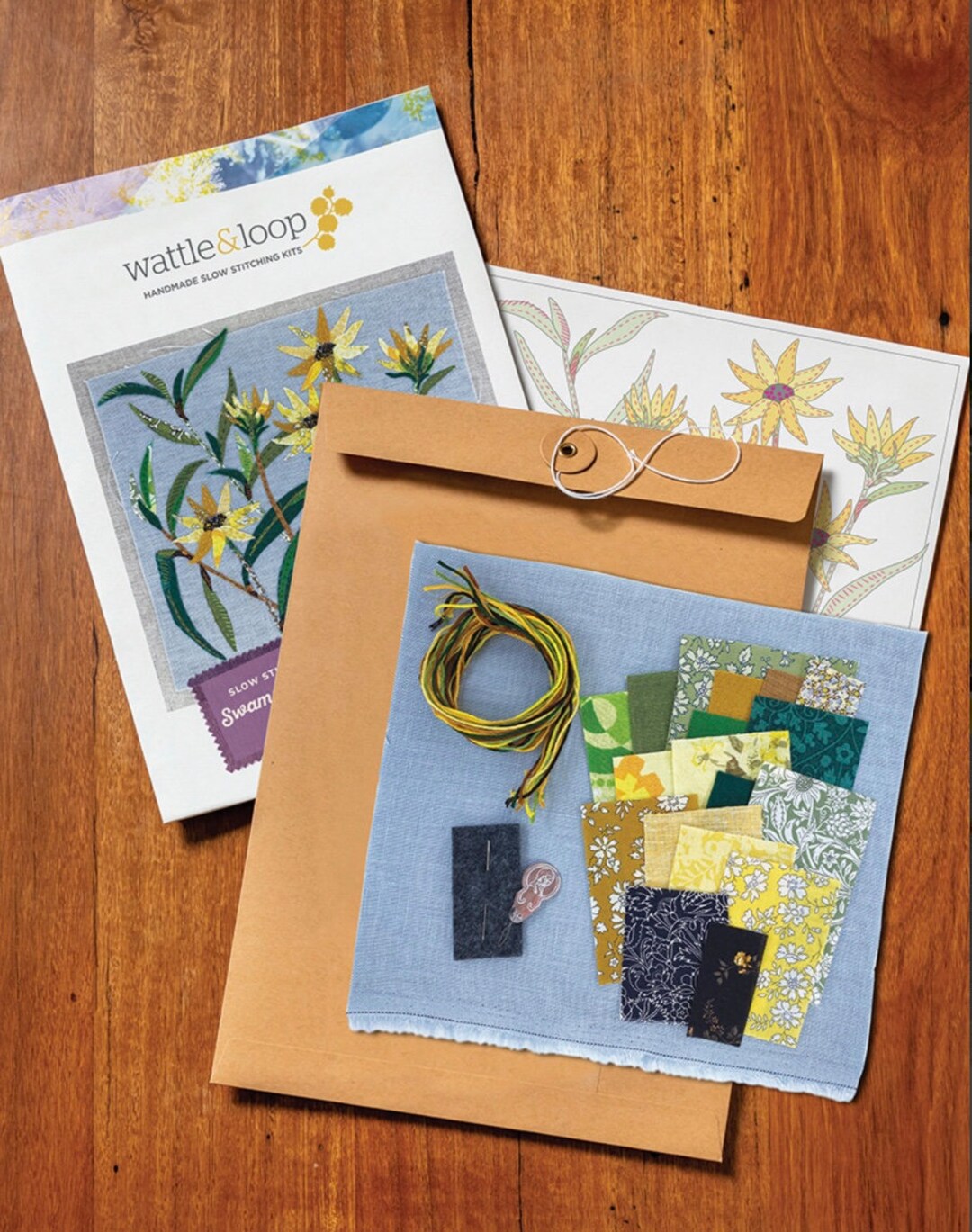 Swamp Daisy Slow Stitching Kit Slow Stitch Kit Vintage Fabric Stitch ...