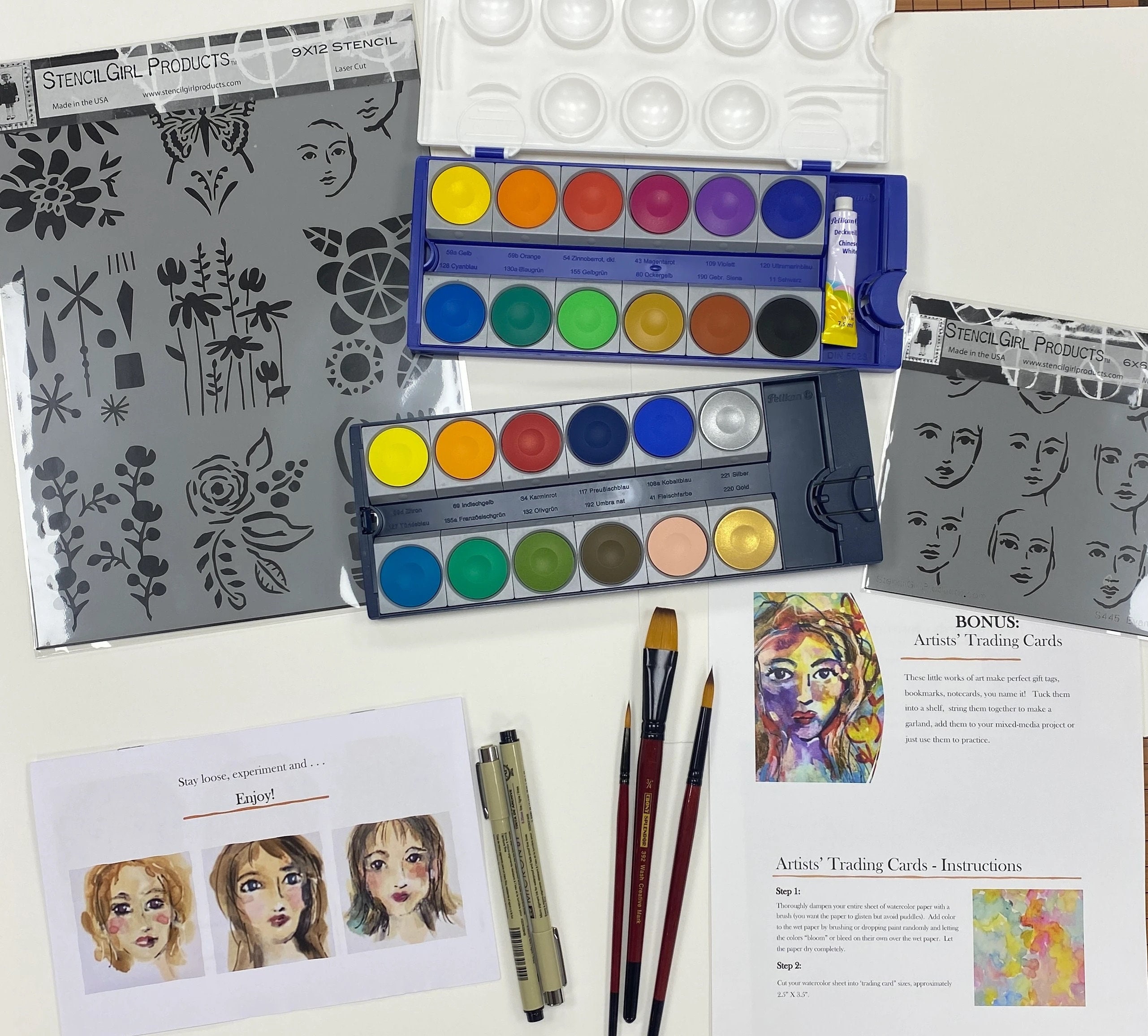 Watercolor Painting Faces Kit Adults Watercolor Kit Stencil Art ...