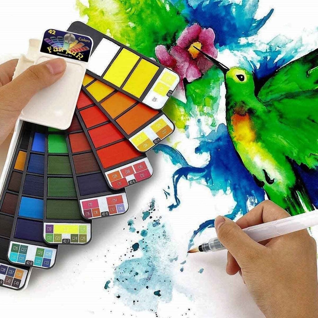 Watercolor Paint Set 42 Assorted Colors Travel Paint Kit With Paint ...